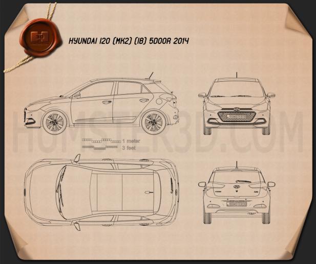 Hyundai Elite i20 2014 Blueprint - Hum3D Hyundai Elite i20 2014 Blueprint - Hum3D