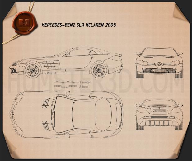 Mercedes-Benz SLR McLaren 2005 Blueprint - Hum3D